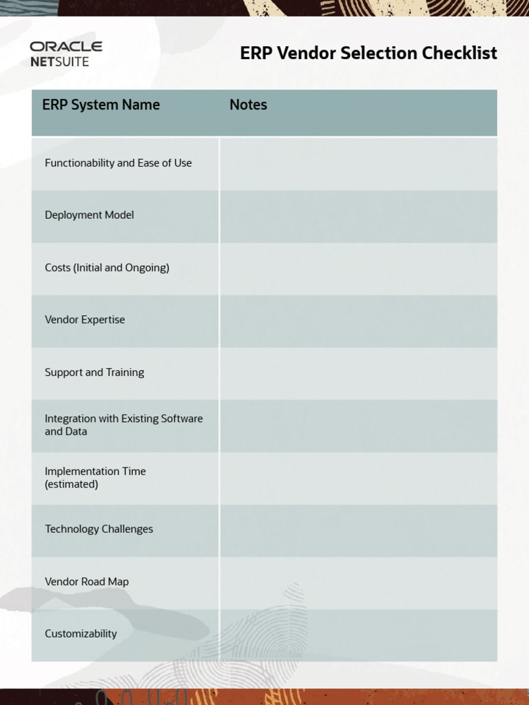 Bsa Erp Vendor Selection Checklist | PDF Bsa Erp Vendor Selection Checklist | PDF