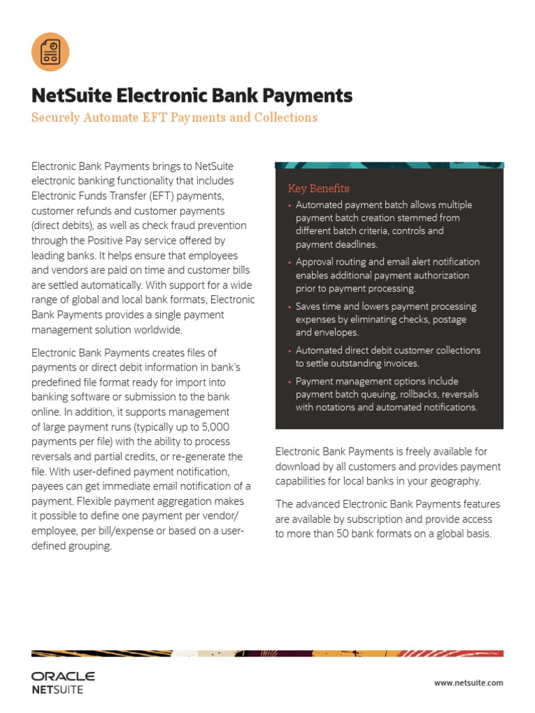 Ds Netsuite Electronic Payments | Download Free PDF | Payments | Cheque
