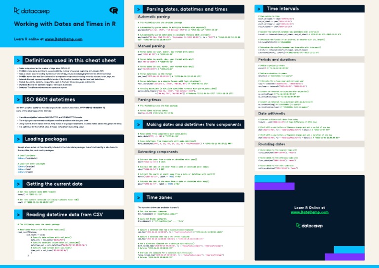 Working With Dates and Time in R | PDF | Computer Programming ...