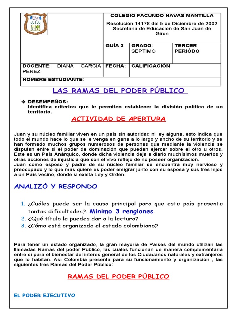 Las Ramas Del Poder Público | PDF