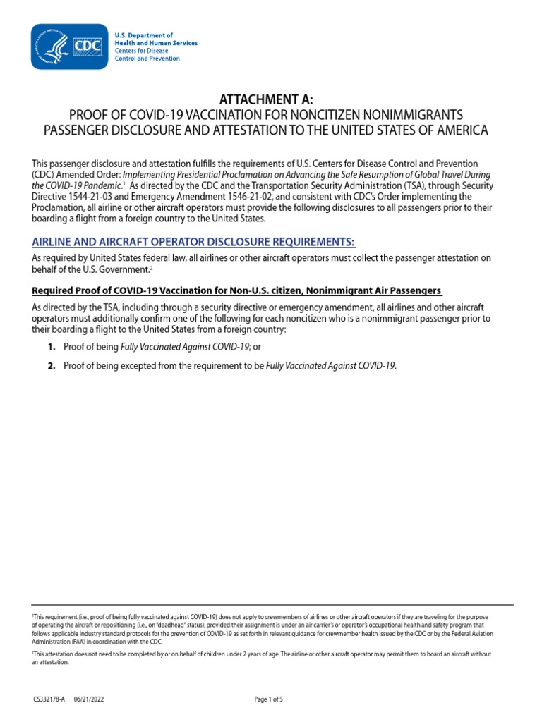 Ncezid FRM Pass Attest Eng-508 | PDF | Travel Visa | Centers For ...