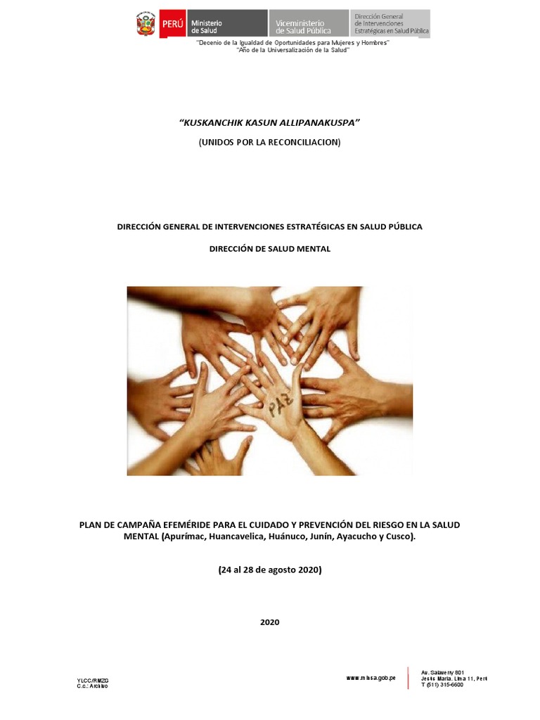 Plan de Campaña - Cvr-Regiones | PDF | Salud mental | Perú