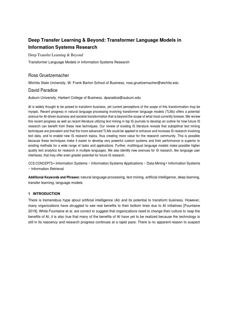 Notes Deep Transfer Learning & Beyond Transformer Language Models in ... Notes Deep Transfer Learning & Beyond Transformer Language Models in ...