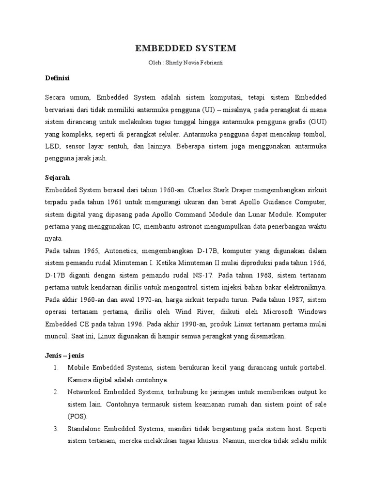 Sejarah dan Jenis Embedded System | PDF