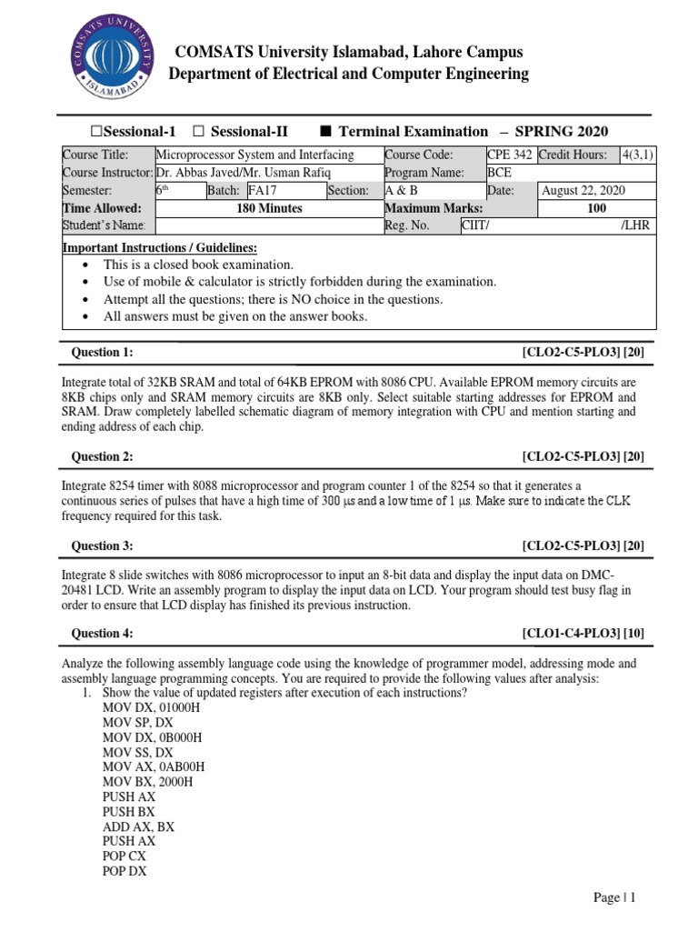 Msi Bce Terminal Sp20 | PDF | Assembly Language | Central Processing Unit