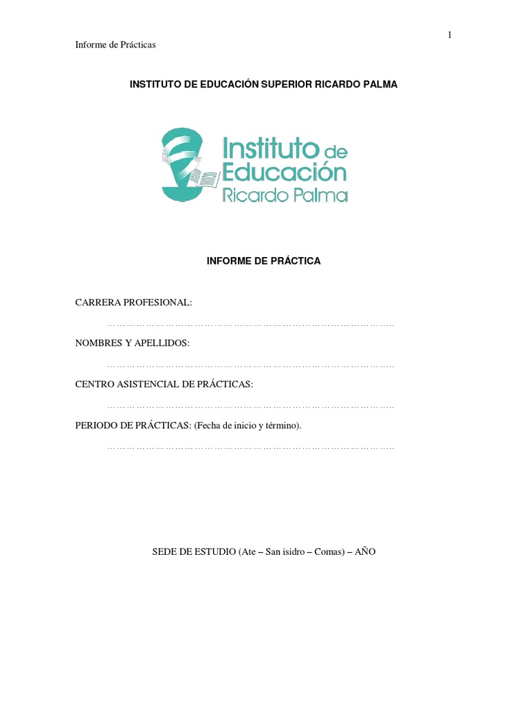 Modelo de Informe de Practicas - 2022 | PDF
