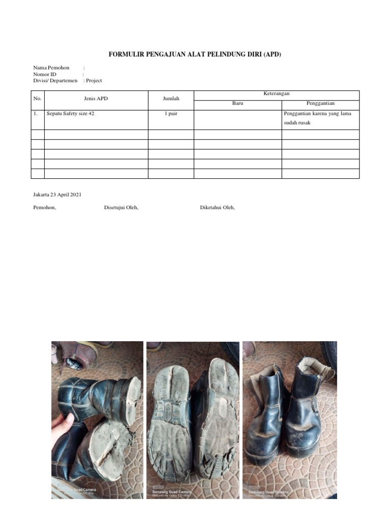 Formulir Pengajuan APD Project | PDF