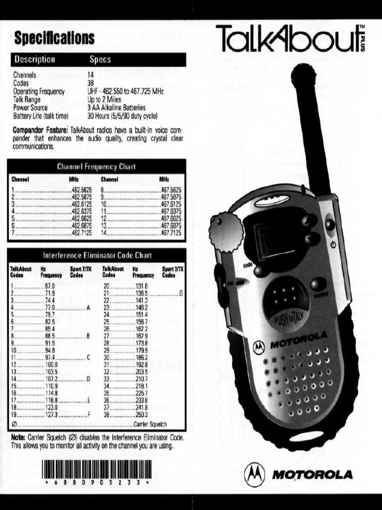 Motorola Talkabout FRS 250 (14 Canales) Radio Bidireccional - Motorola ...