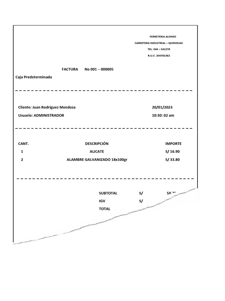 Anexo 01 Boleta de Pago - Clase Modelo | PDF