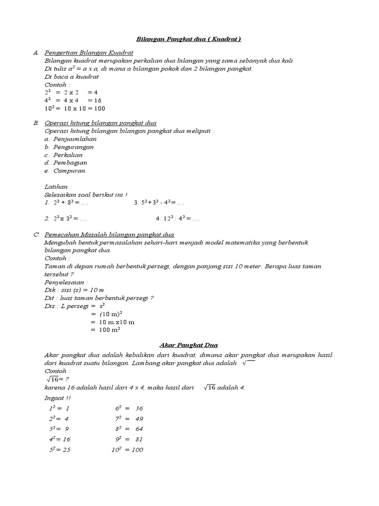 1 - RKG Bilangan Berpangkat Dan Akar | PDF