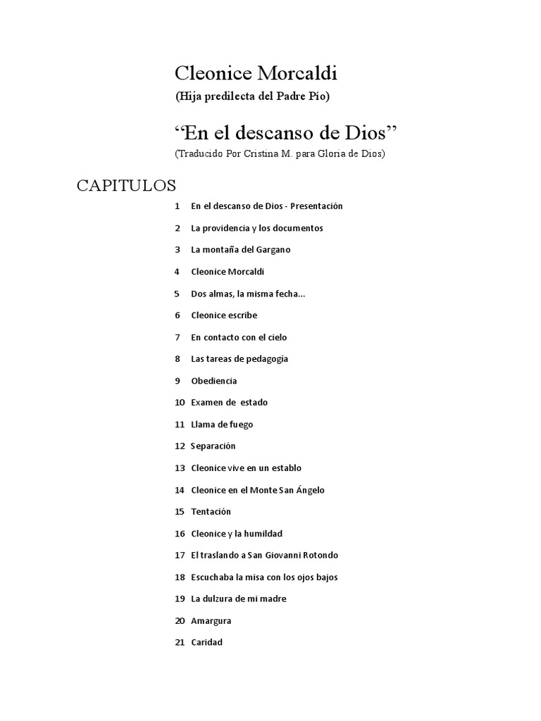 Cleonice Morcaldi, en El Descanso de Dios | PDF | Amor | Jesús