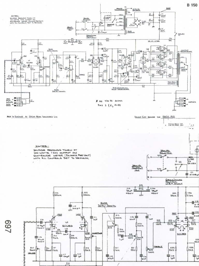 Sound City b150 Amplifier Schematic | PDF