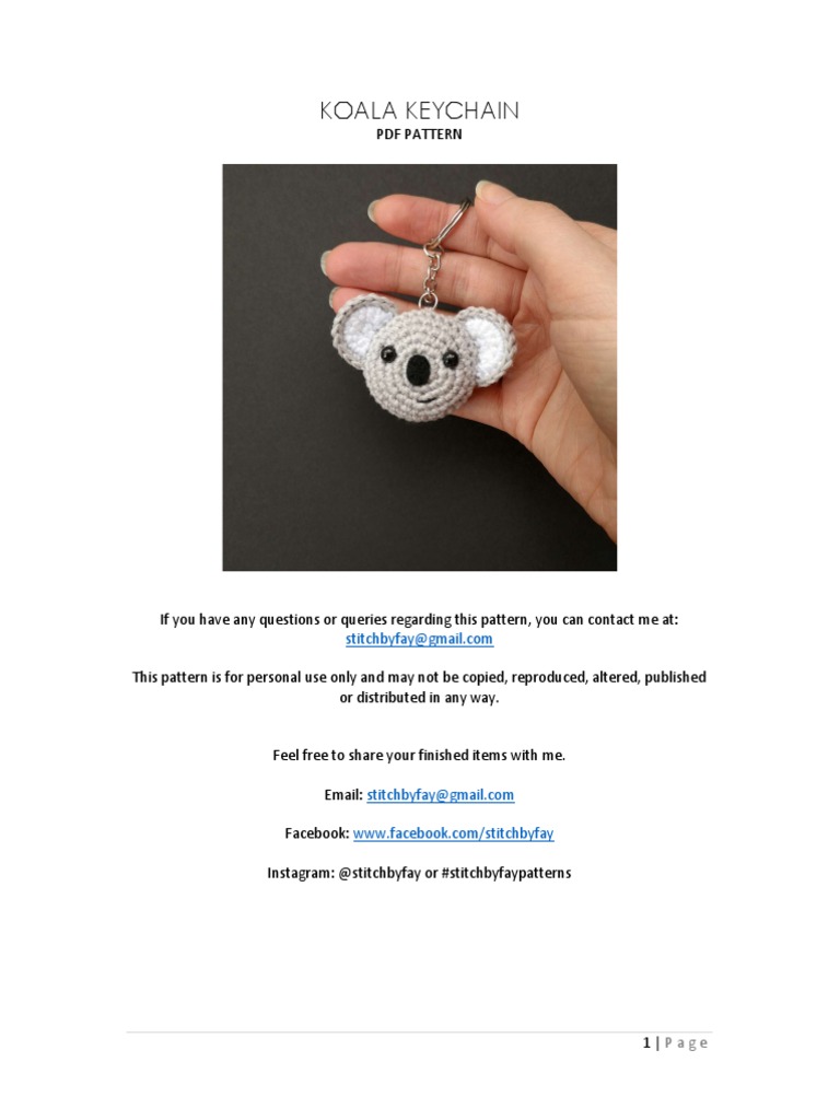 Koala Keychain Pattern | PDF | Crochet | Needlework