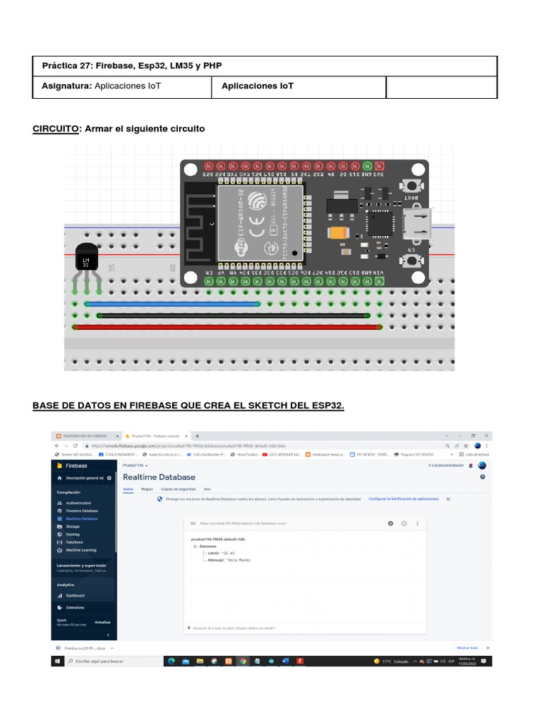 Práctica No.27 PHP, Xampp, Esp32, LM35 y Firebase - Actualizado | PDF ...