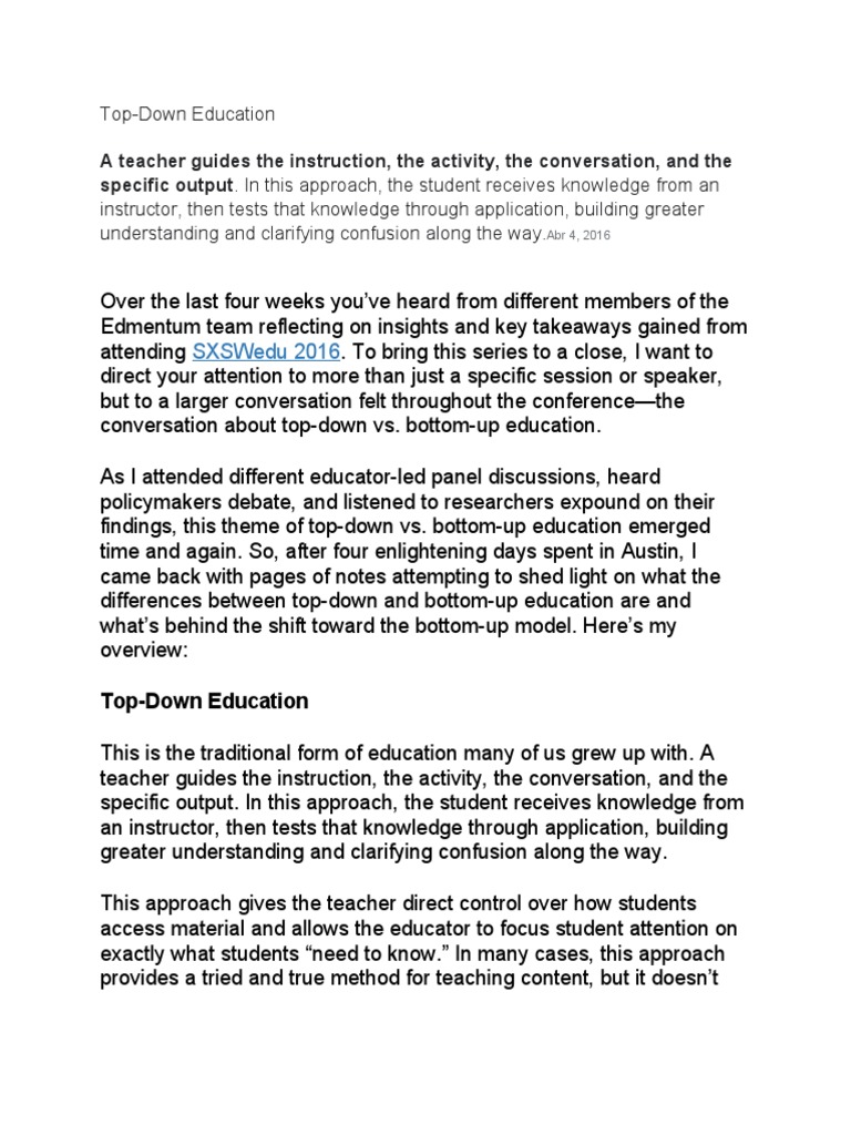Top Down Education Download Free Pdf Top Down And Bottom Up Design