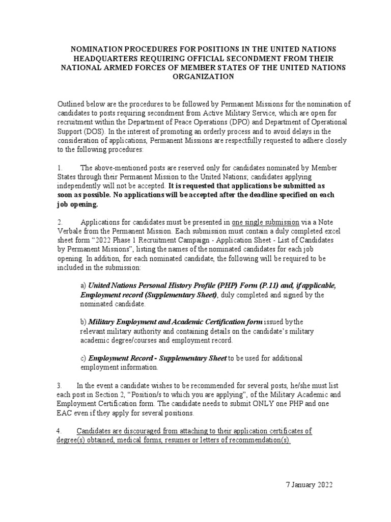 Nomination Procedures For Positions | PDF | Résumé