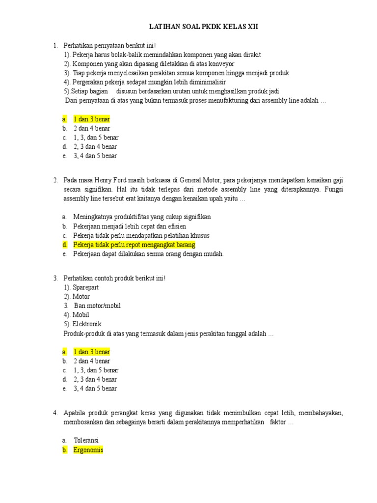Latihan Soal PKDK Kelas Xii | PDF