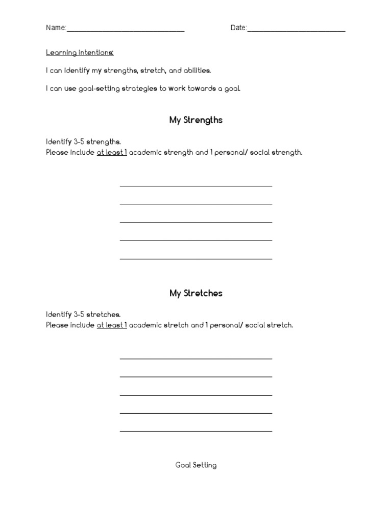 Strengths - Stretches - Goal Setting | PDF | Goal | Goal Setting
