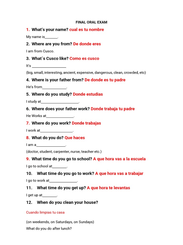 Final Oral Examen | PDF