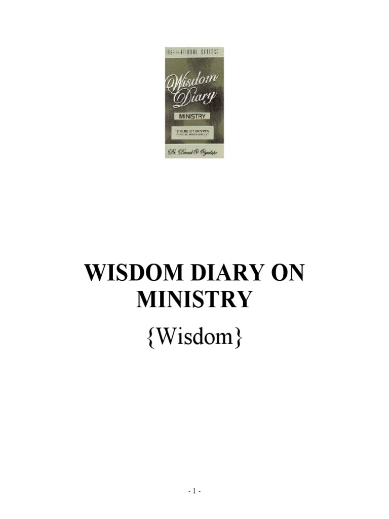 Wisdom Diary on Diligence in Ministry | PDF | Acts Of The Apostles | Wisdom