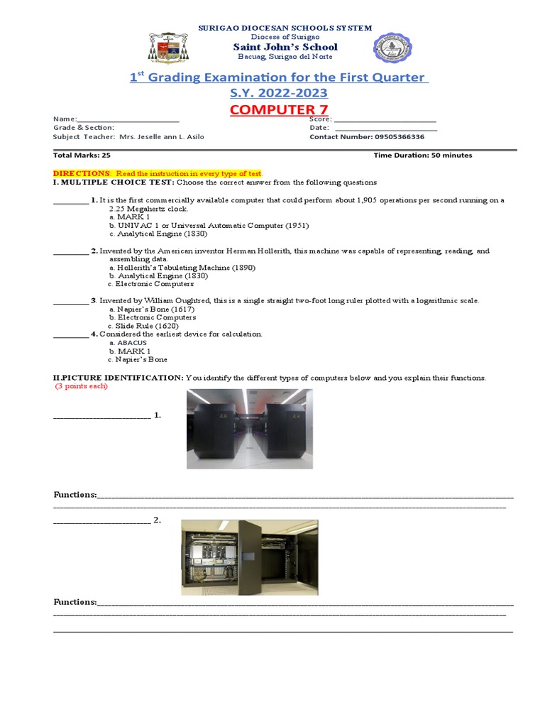 Computer-8 First Grading - Exam | PDF | Computing | Office Equipment