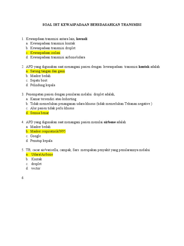 Soal Iht Penanganan Pasien Infeksius | PDF