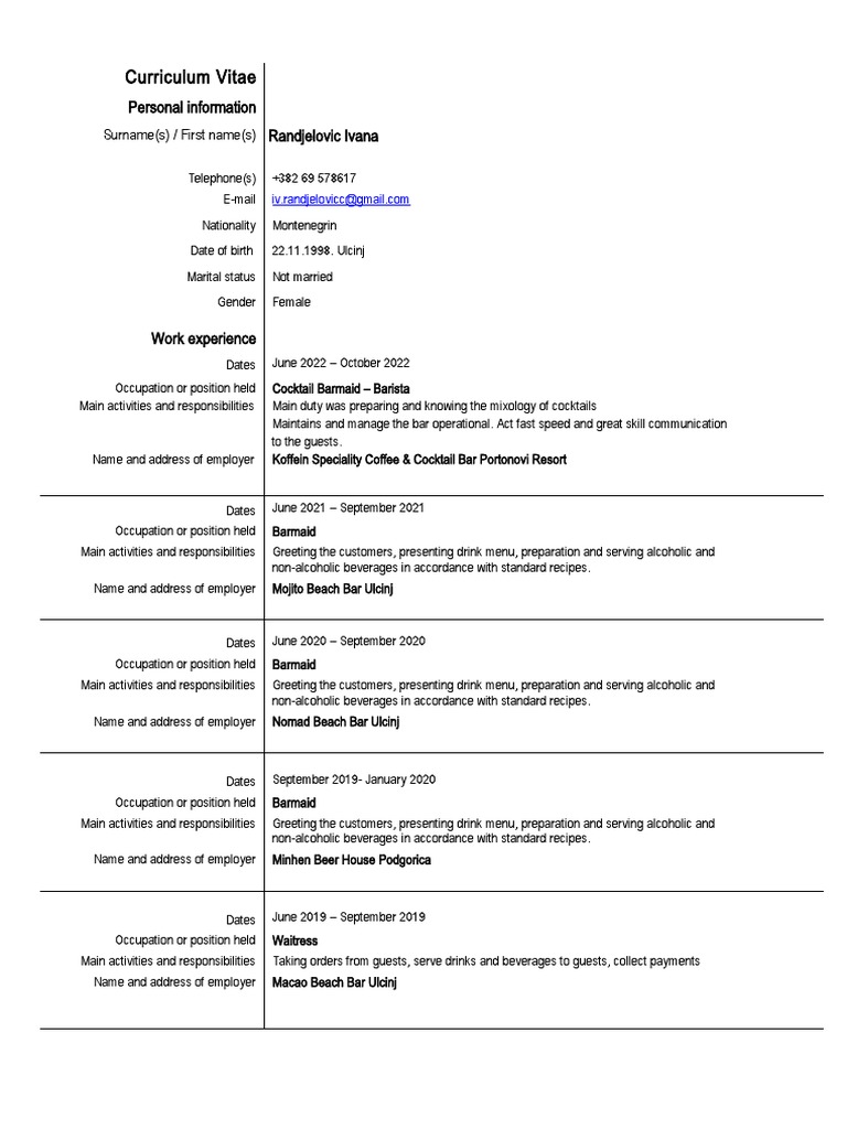 Ivana Randjelovic CV | PDF