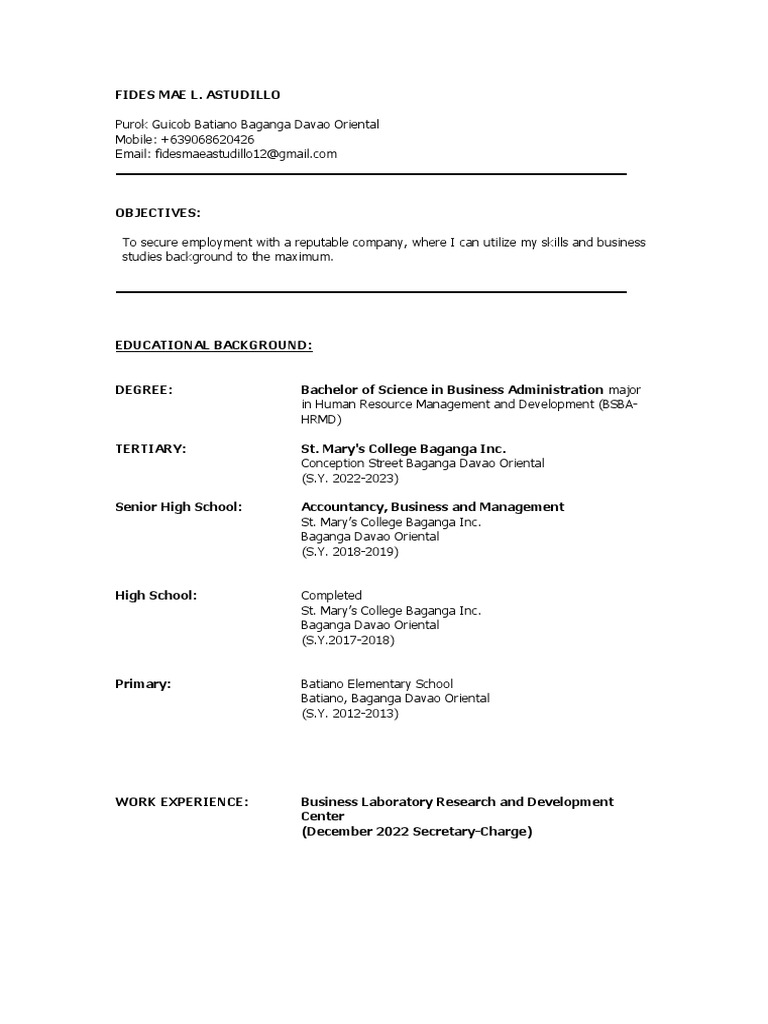 Resume and Application Letter | PDF | Cognition | Cognitive Science
