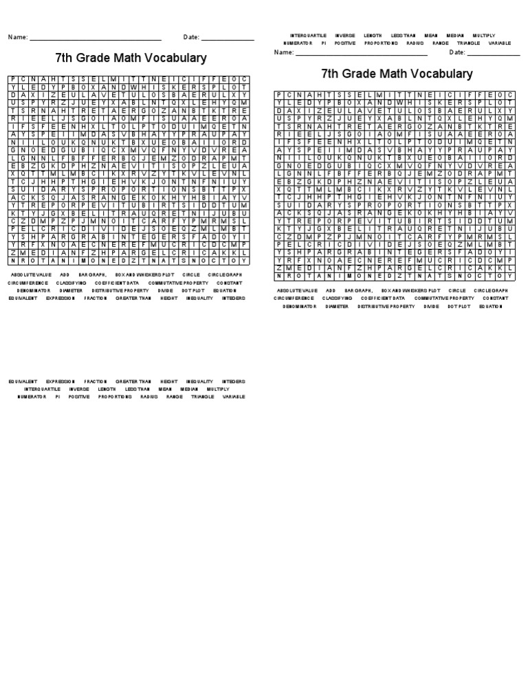 7th Grade Math Vocabulary 5a778 61638307 | PDF