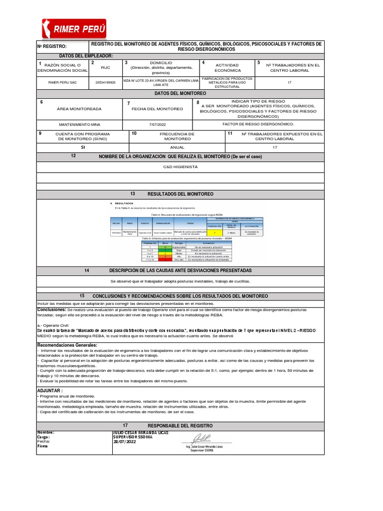 RM 050 Monitoreo - Ergo | PDF