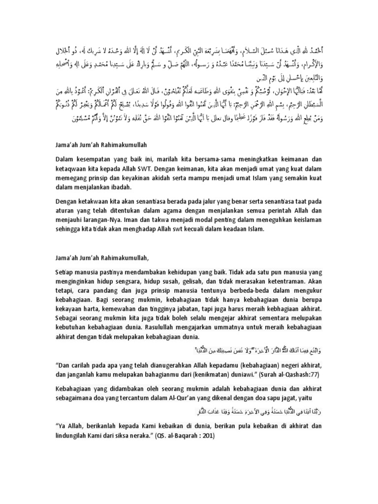 Khutbah Jum'at Menggapai Kehidupan Yang Baik | PDF