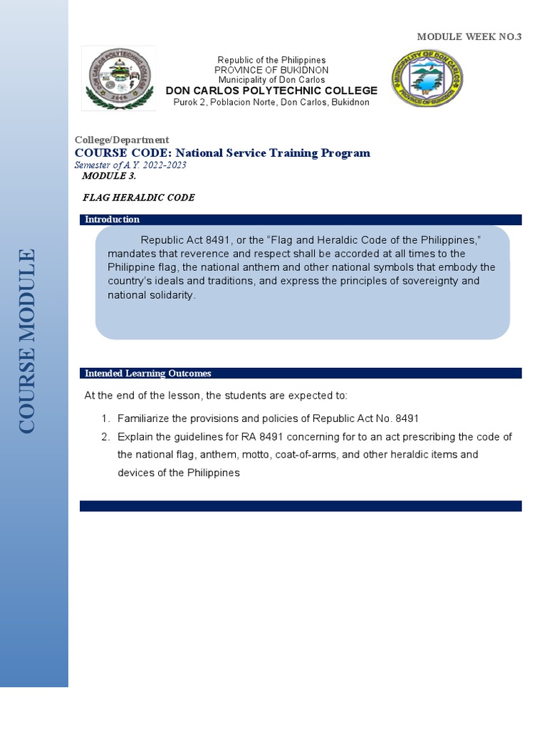 NSTP Module 3 | PDF | Flag | Symbols