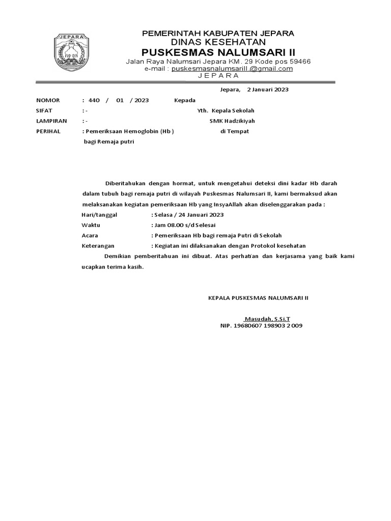 Undangan Pemeriksaan HB | PDF