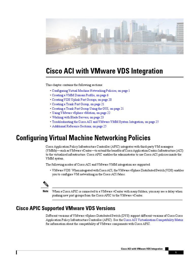 Configuring Virtual Machine Networking In Cisco Aci With Vmware Vds Integration Pdf V Mware