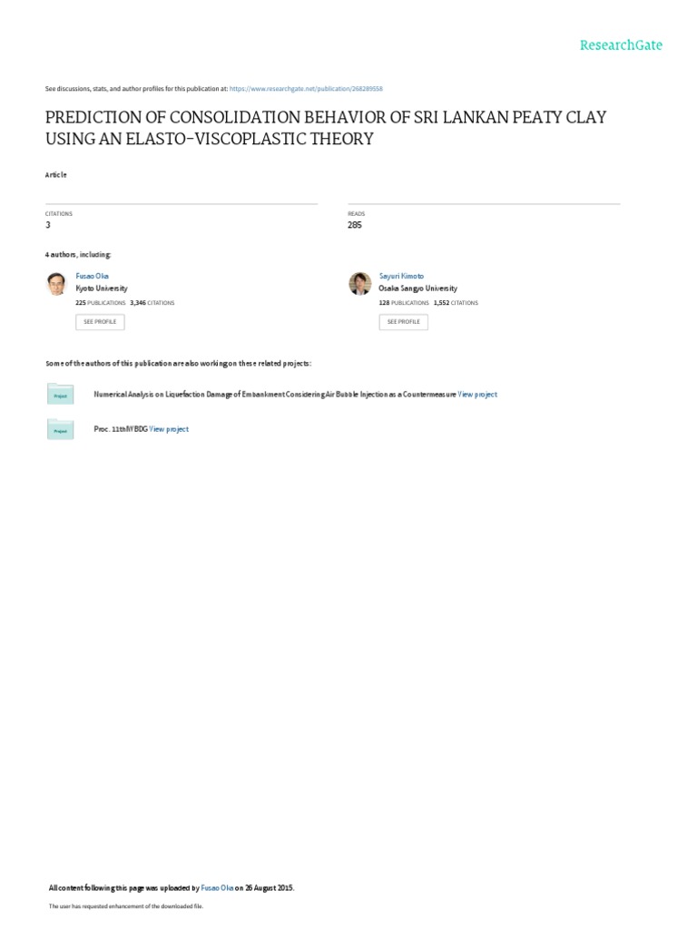 Prediction of Consolidation Behavior of Sri Lankan | PDF | Stress ...