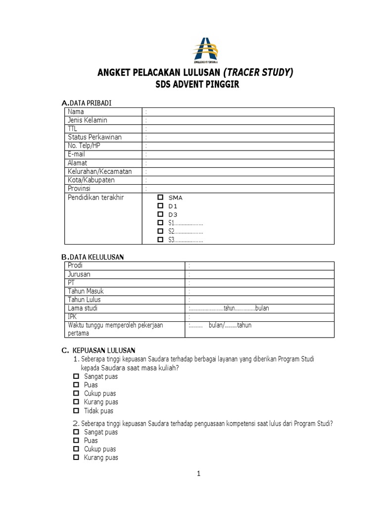 Angket Lulusan Alumni (Tracer Study) | PDF