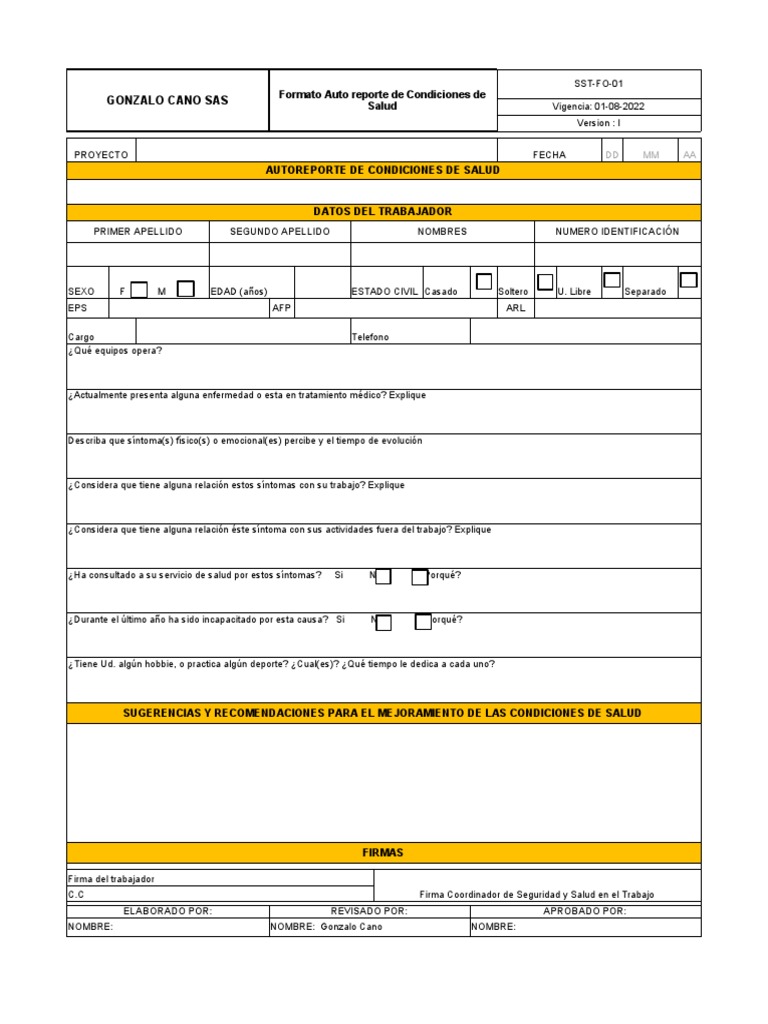 Sst-Fo-01 Reporte de Condiciones de Salud | PDF