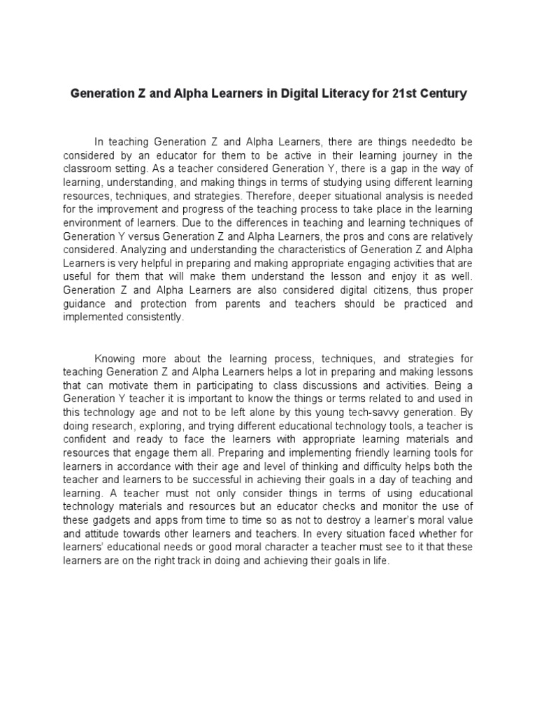 Gen Z and Alpha Learners 1.1 | PDF | Learning | Teaching Method