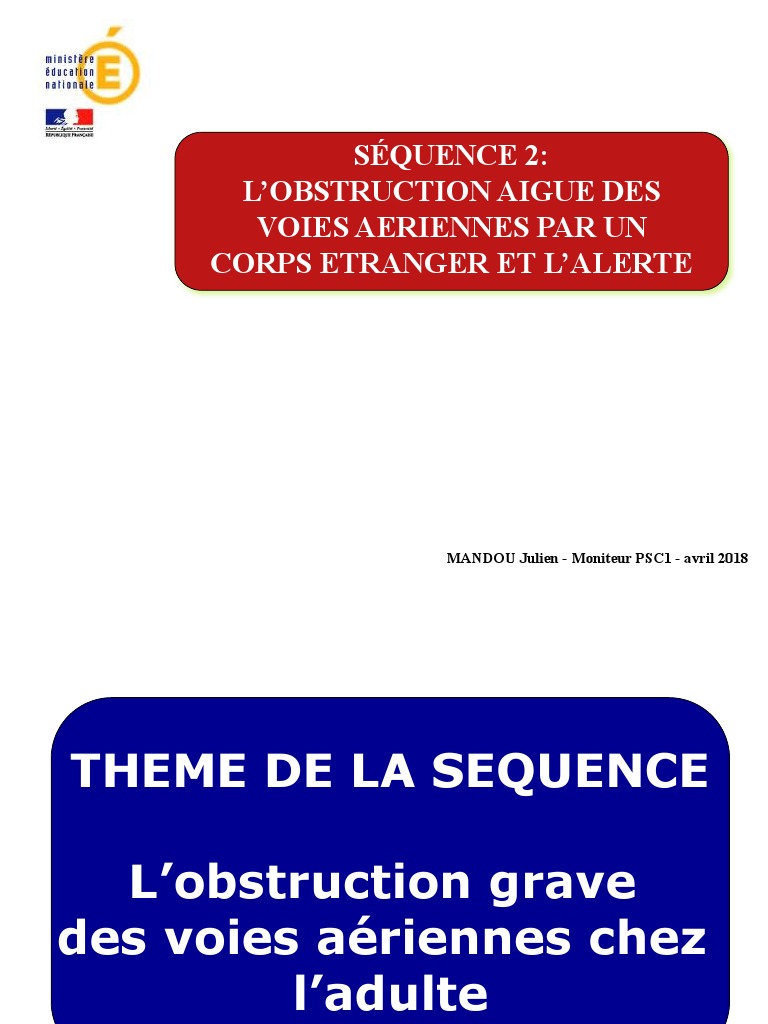 Obstruction Partielle Des Voies Aeriennes - Alerte - Mandou Julien | PDF | Maladies et troubles ...