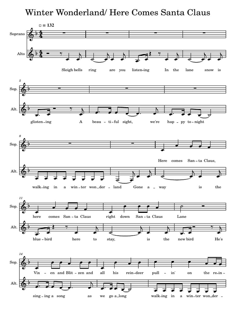 Winter Wonderland Here Comes Santa Claus | PDF