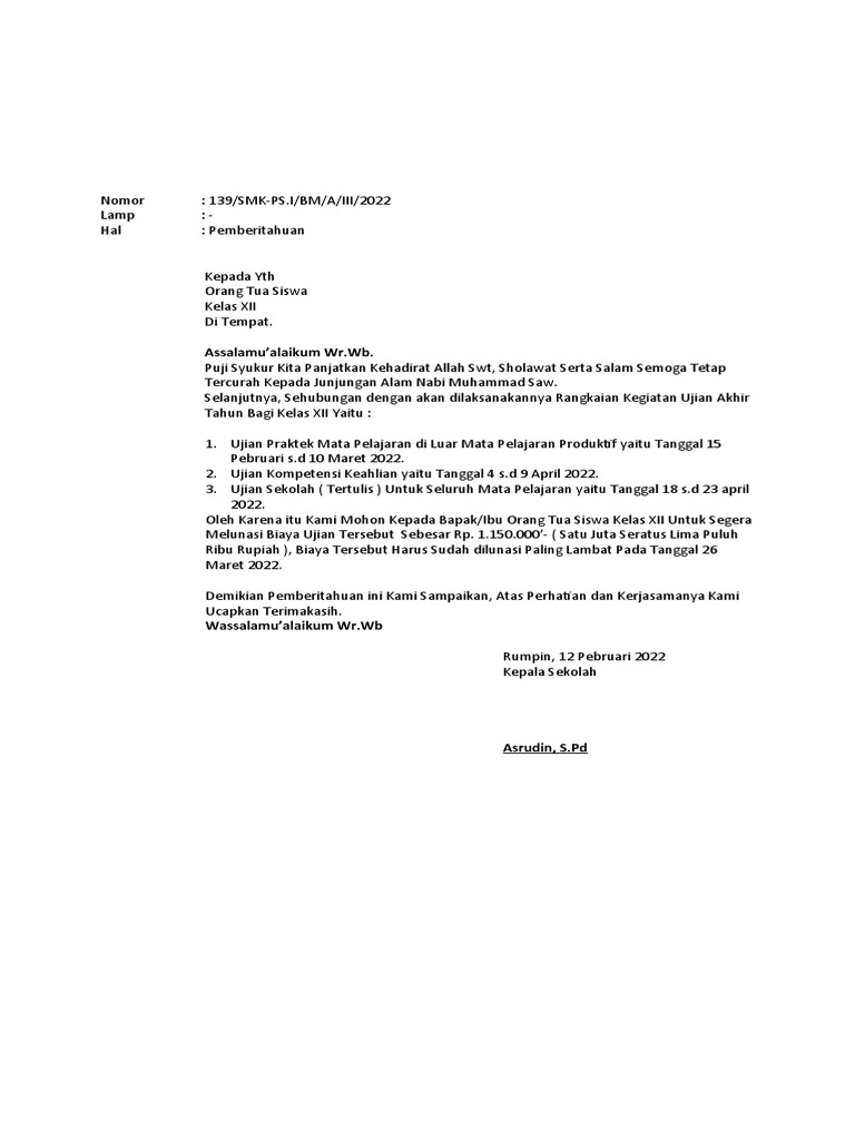 Surat Pemberitahuan Tunggakan | PDF