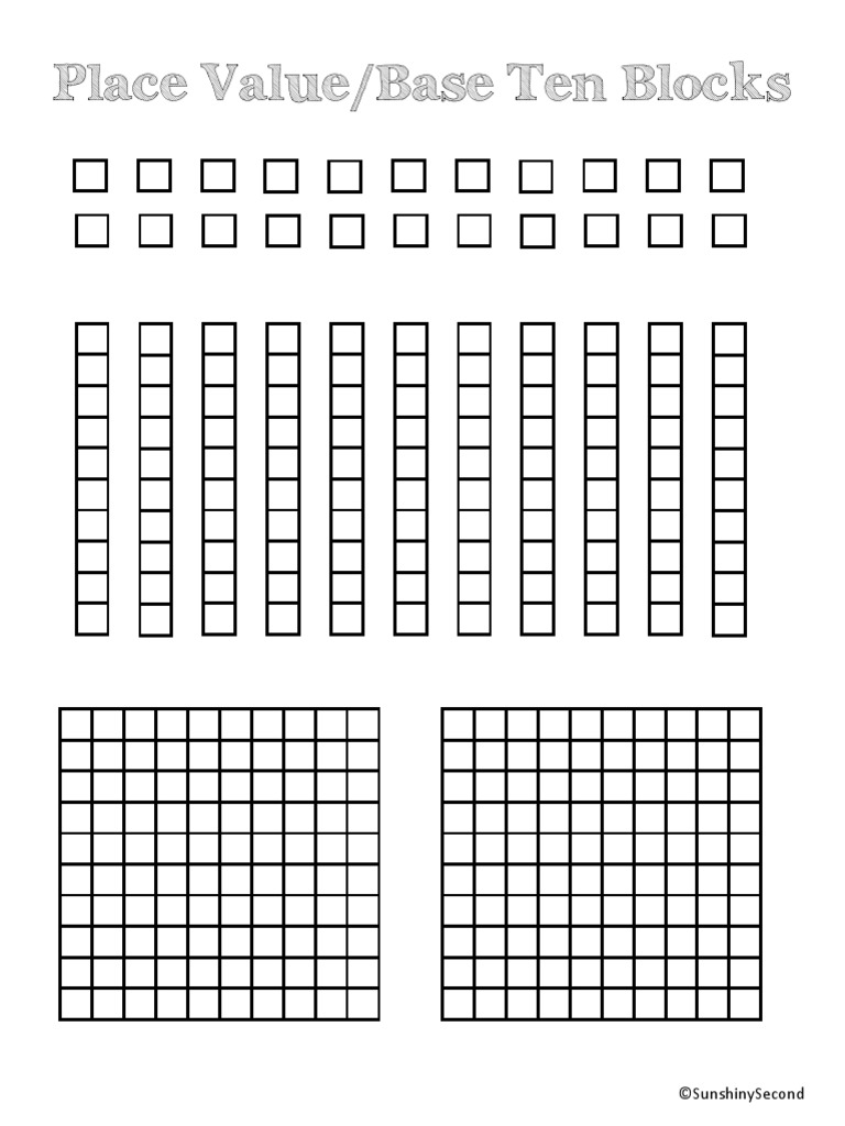 Place Value/Base Ten Blocks: ©sunshinysecond | PDF