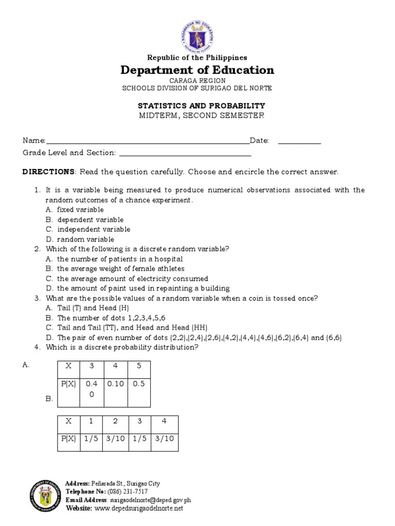 NAT REVIEWER Statistics Probability | PDF | Variance | Normal Distribution