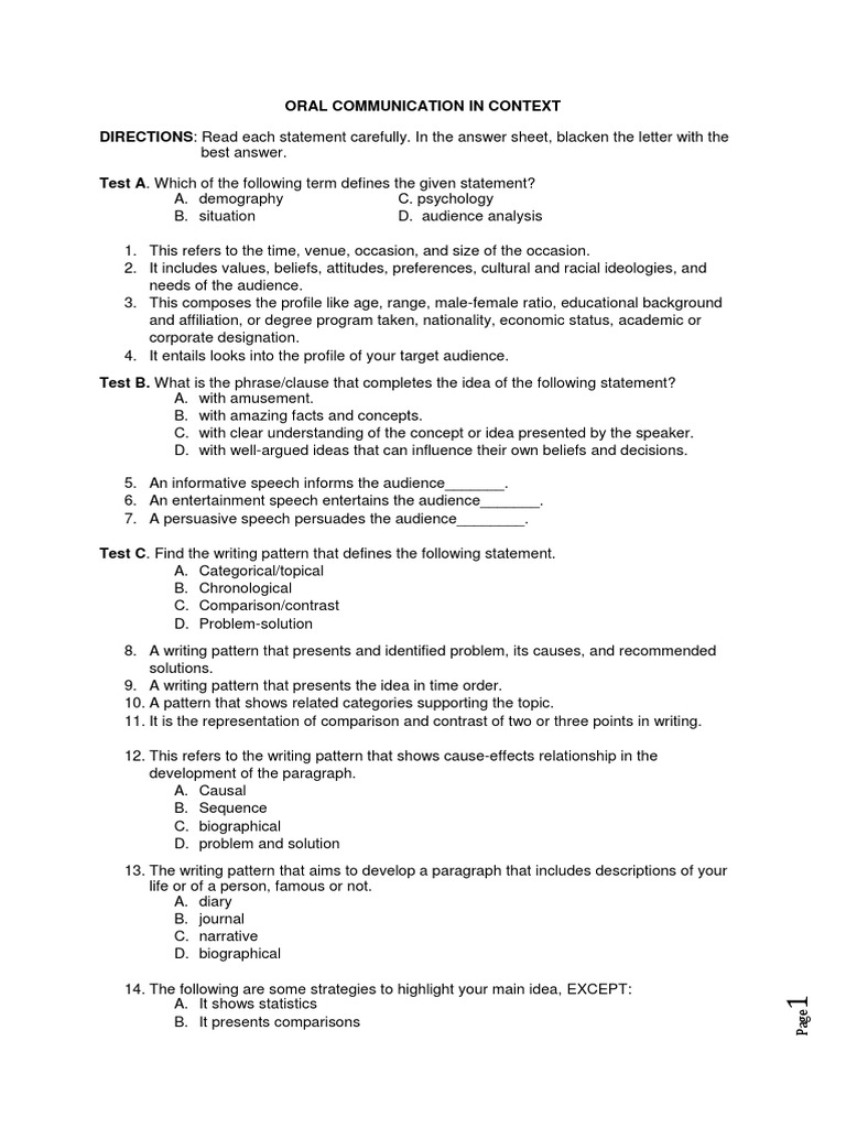 Nat Reviewer 2 Oral Communication in Context 2 | PDF | Franklin D ...
