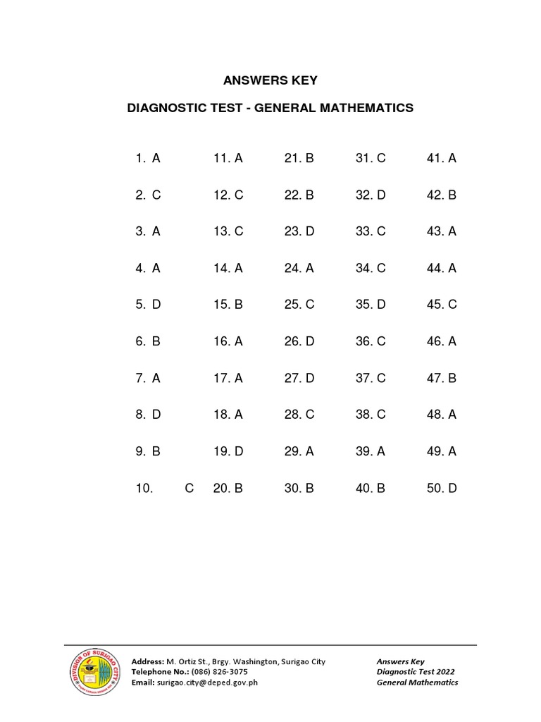 Gen. Math Answer Key | PDF