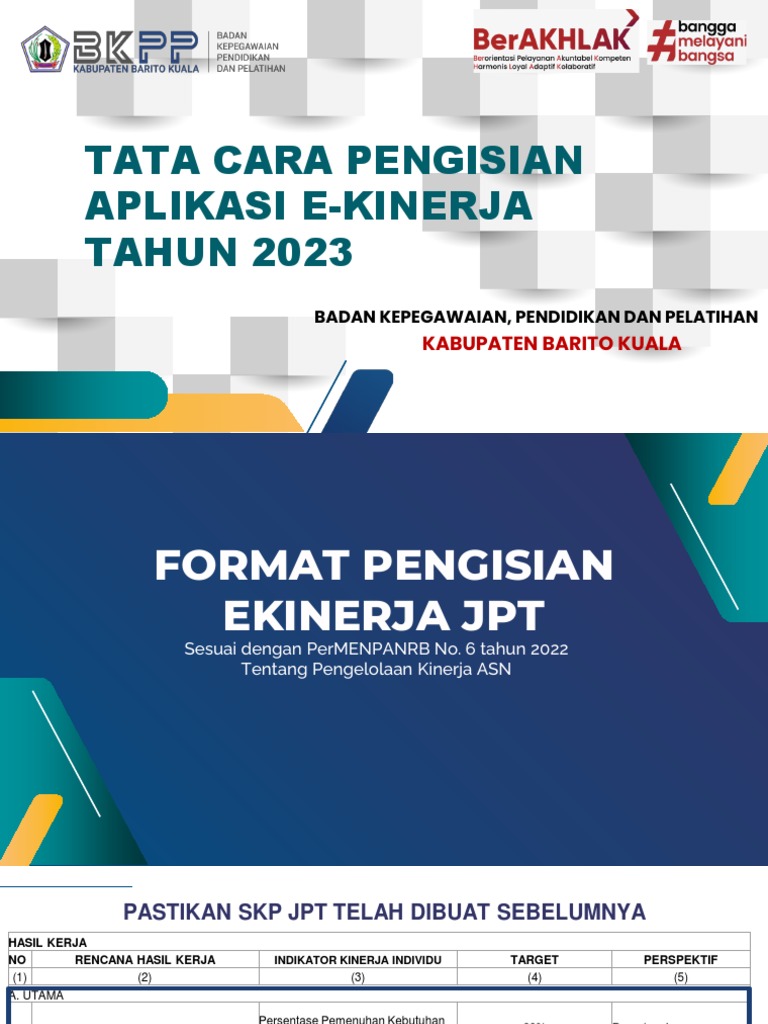 Tata Cara Pengisian Aplikasi E-Kinerja Tahun 2023 | PDF