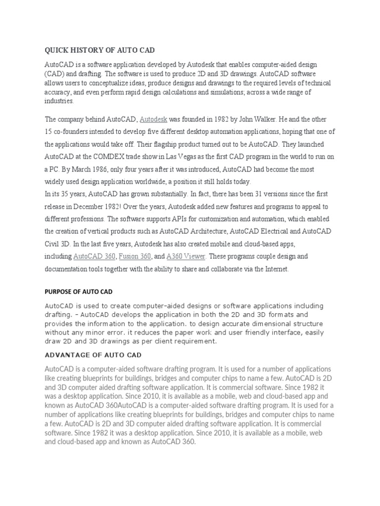 Quick History of Auto Cad | PDF
