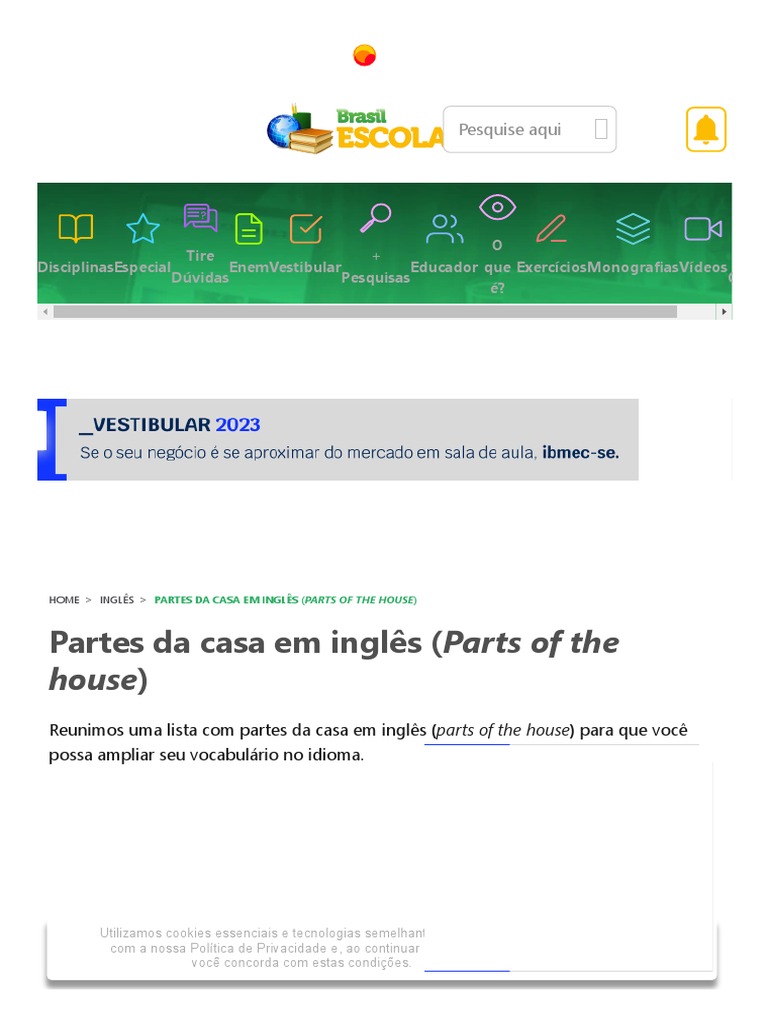 Partes Da Casa em Inglês (Parts of The House) - Brasil Escola | PDF ...