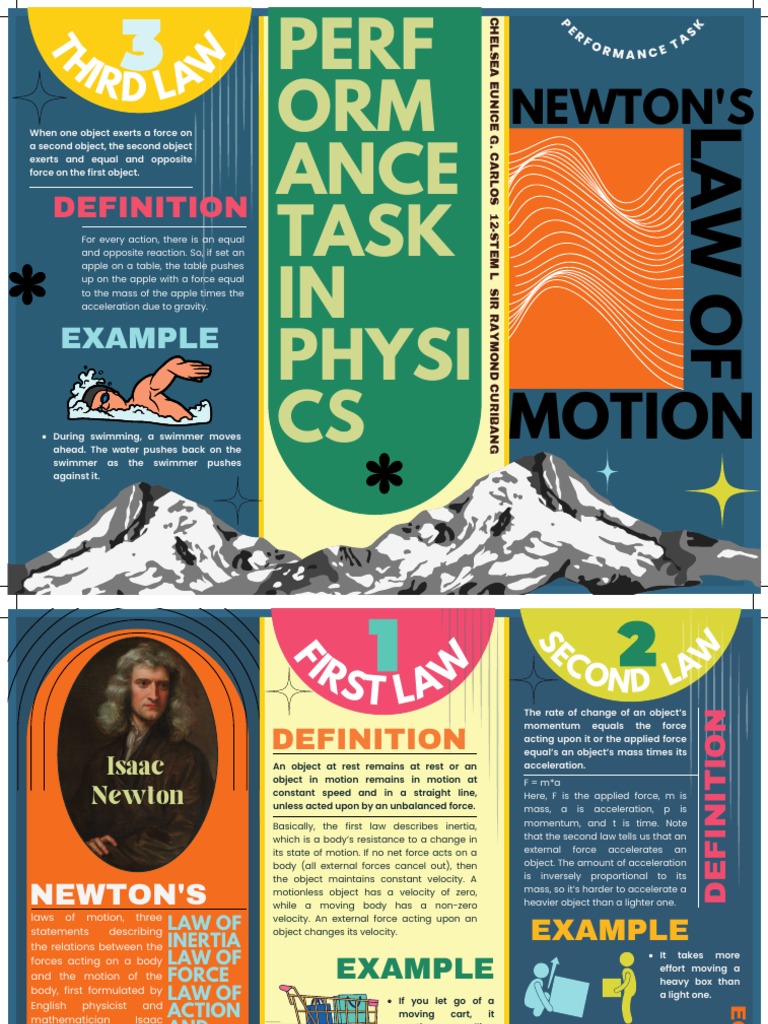 Physics Brochure Example (Newton's Law of Motion) | PDF | Force | Inertia