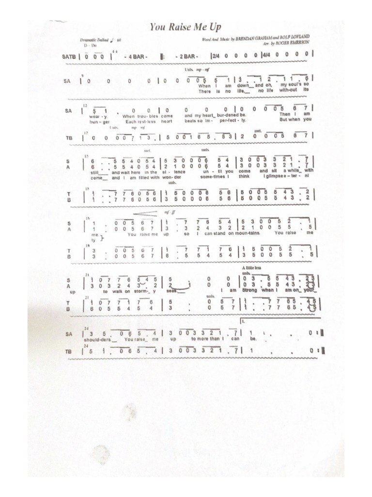 You Raise Me Up - Choir | PDF